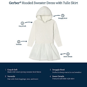 Gerber Baby and Toddler Girls Sweater Dress with Tulle Skirt, Pink, 4T