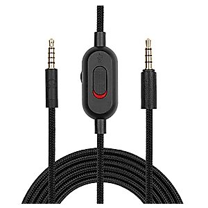G Pro Audio Aux Cable for Logitech G433/G233/G Pro/G Pro X Headphones Audio Extension Cable with  Inline Mute Switch and Volume Controller Button(Black, 2m)