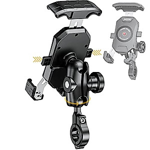 Anti-Theft Motorcycle Phone Mount-iMESTOU Bike Ball Phone Holder Handlebar Double Socket Stem Mobile Holder with Aluminium 1" Ball Base 360 Rotation Universal for 4.0-7.0 Inch Smartphones