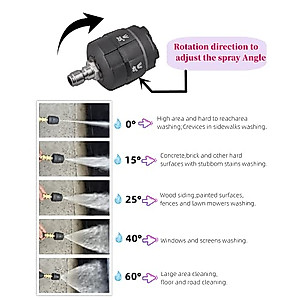 Short Wand Pressure Washer Gun Connect M22/14 Hose With 5-In-1 High Pressure Spray Nozzle，1/4 Inch Quick Connector For Power Car Wash Accessories Kit