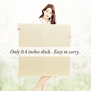 MIINA Tatami Mat Set - Finely Woven Igusa Grass, Japanese futon Mattress, Floor Mattress, Non-Slip, 32x32 Inch (Natural, 6pieces)