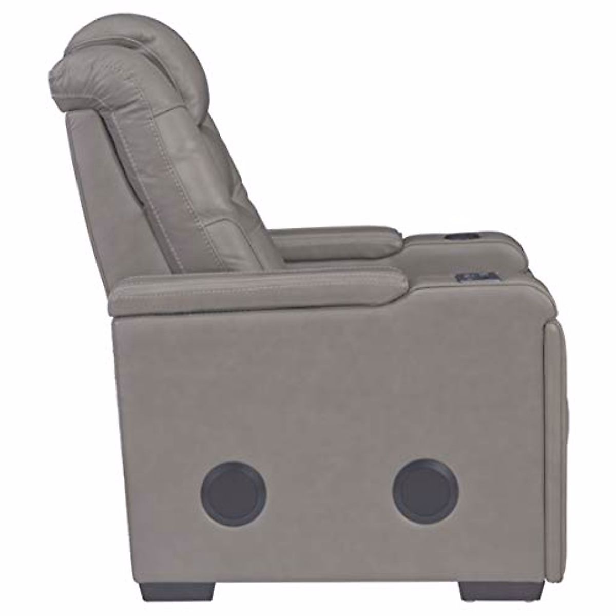 Signature Design by Ashley Boerna Leather Power Recliner with Adjustable Headrest, Bluetooth Speakers & Wireless Charger, Gray 41D x 37W x 44H in