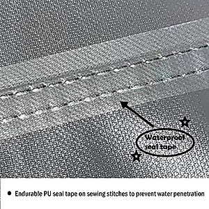 WJ-X3 Patio Furniture Set Covers, 96" Diax32 H Round Waterproof UV Resistant Heavy Duty Cover Fits 5-7 Piece Large-Medium Dining Set, Beige+Grey