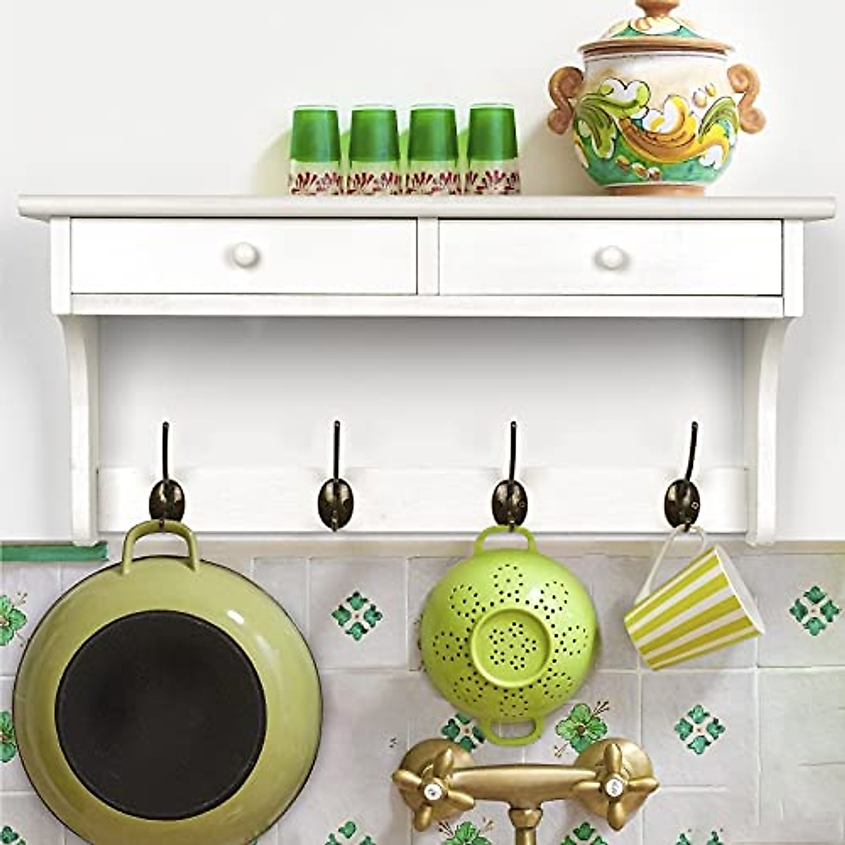 Emfogo Coat Hooks Wall Mounted, 23'' Rustic Wood Coat Rack Wall Mount Shelf with Hooks, Farmhouse Wall Coat Rack with Shelf & Vintage Coat Hook for Entryway, Mudroom, Bedroom, Kitchen, Bathroom