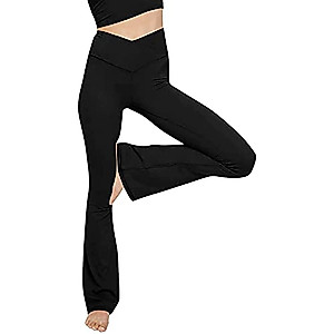 Flare Leggings With Design Fold Over Yoga Pants For Women Women Exercise Pants Weight Balls And Bands Ultra High Waisted Leggings For Women Soft Pants Pants For Women Trendy Thin Leggings For Women