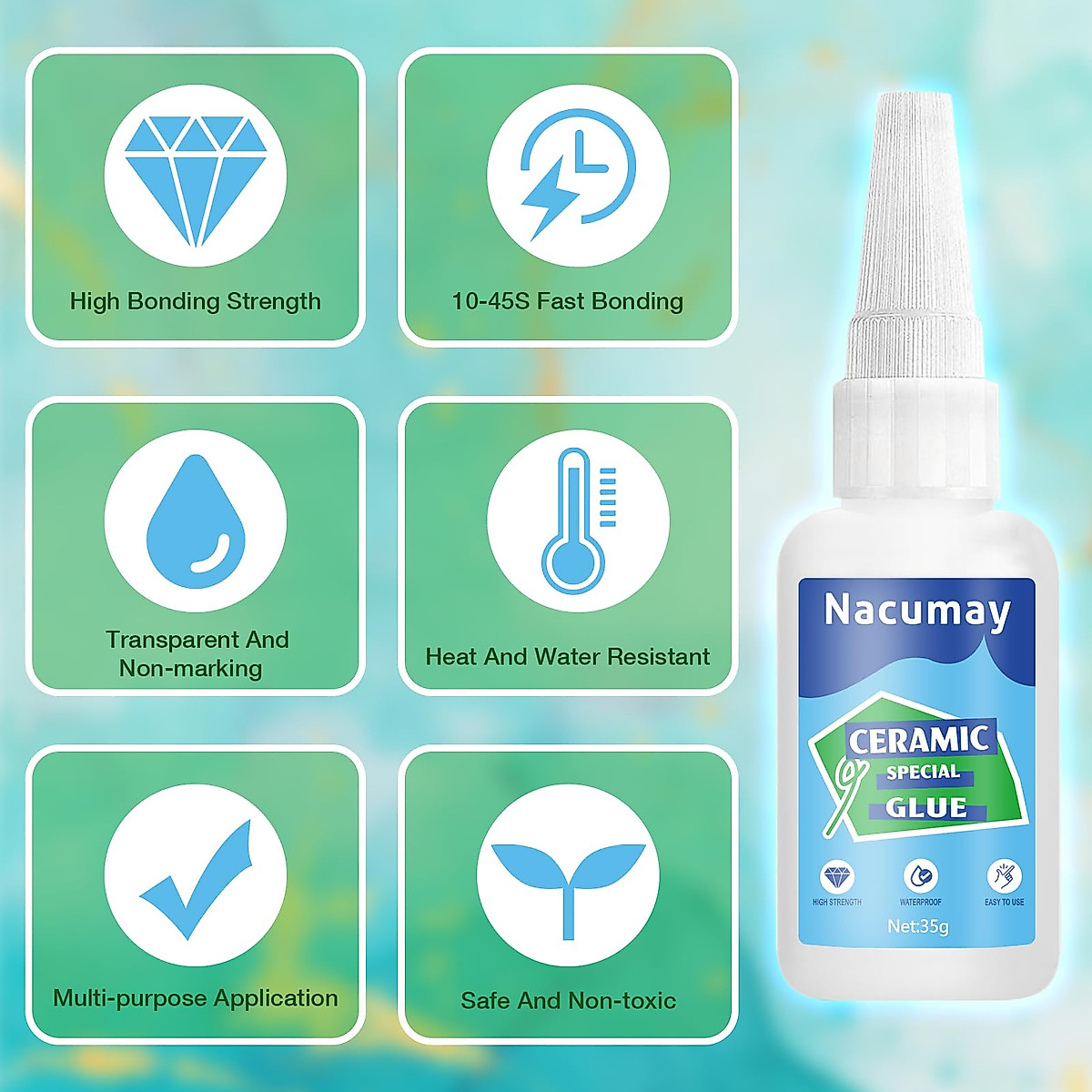 Ceramic Glue - Ceramic Glue for Pottery, Ceramic Glue Repair Instant Super Glue for Pottery, Porcelain, Glass, Plastic, Metal, Rubber and DIY Craft