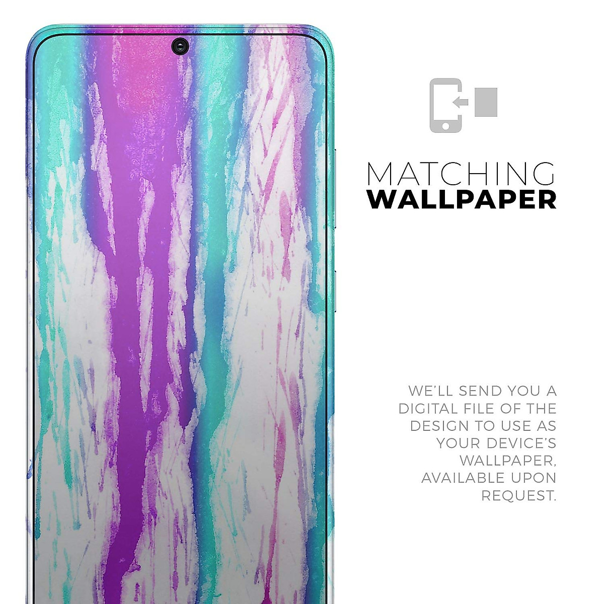 DesignSkinz Running Purple and Teal Watercolor Paint Protective Vinyl Decal Wrap Skin Cover Compatible with The Samsung Galaxy S20 (Screen Trim & Back Glass Skin)