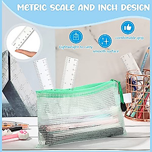 56 Pcs Rulers Bulk for Classroom Office Mini Ruler Plastic Drafting Ruler Measuring Tool Standard Scale Metric Ruler with Centimeters and Inches for Student School (Clear, 6 Inch)