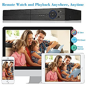 Eversecu 8 Channel Wired Security Camera System 1080P Lite DVR and (8) 2.0MP 1080P Weatherproof Cameras Support Night Vison Weatherproof, Motion Alert, Smartphone, PC Easy Remote Access