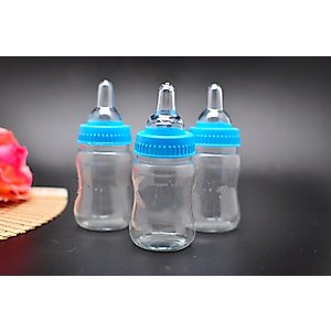24 Fillable Bottles for Baby Shower Favors Blue Pink Party Decorations Girl Boy (Blue)