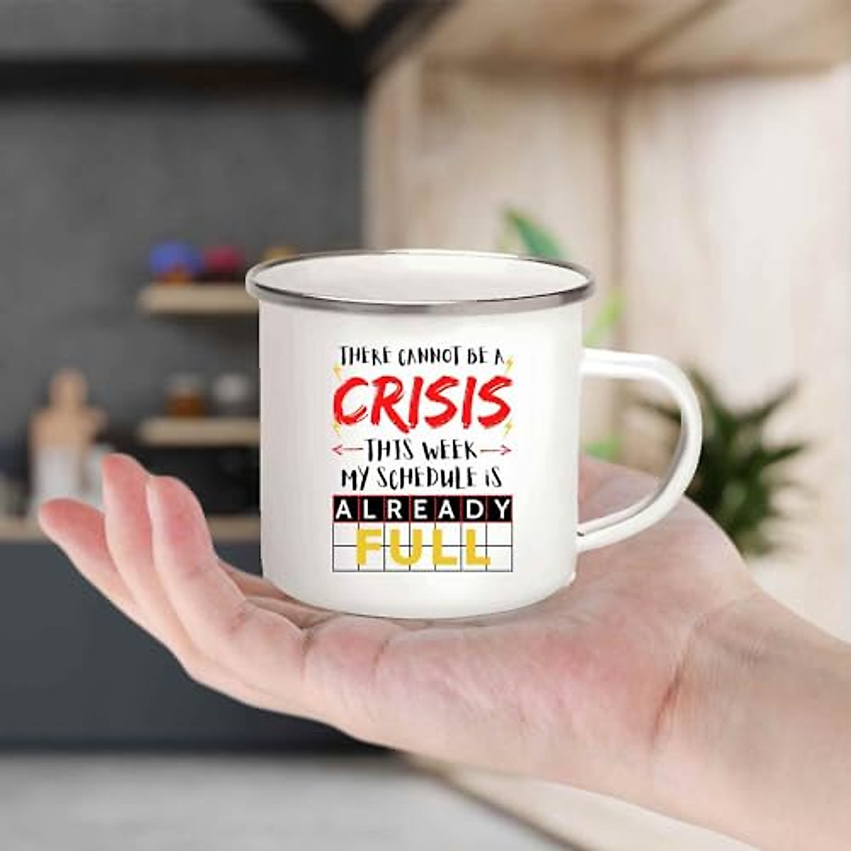Inspirational Gift -funny Gift For Boss, Staff & Secretary - Can't Face Another Crisis - Manager Gift Idea On Graduation - Unique Saying 12oz Enamel Silver Mug