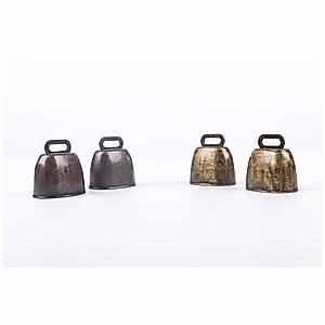 Ecoffbeat 4Pcs Antique Style Cow Horse Sheep Grazing Copper Bells Small Brass Bells Cowbell Cattle Farm Animal Copper Loud Bronze Bell Cow Bell(Red Bronze +Bronze) CY004