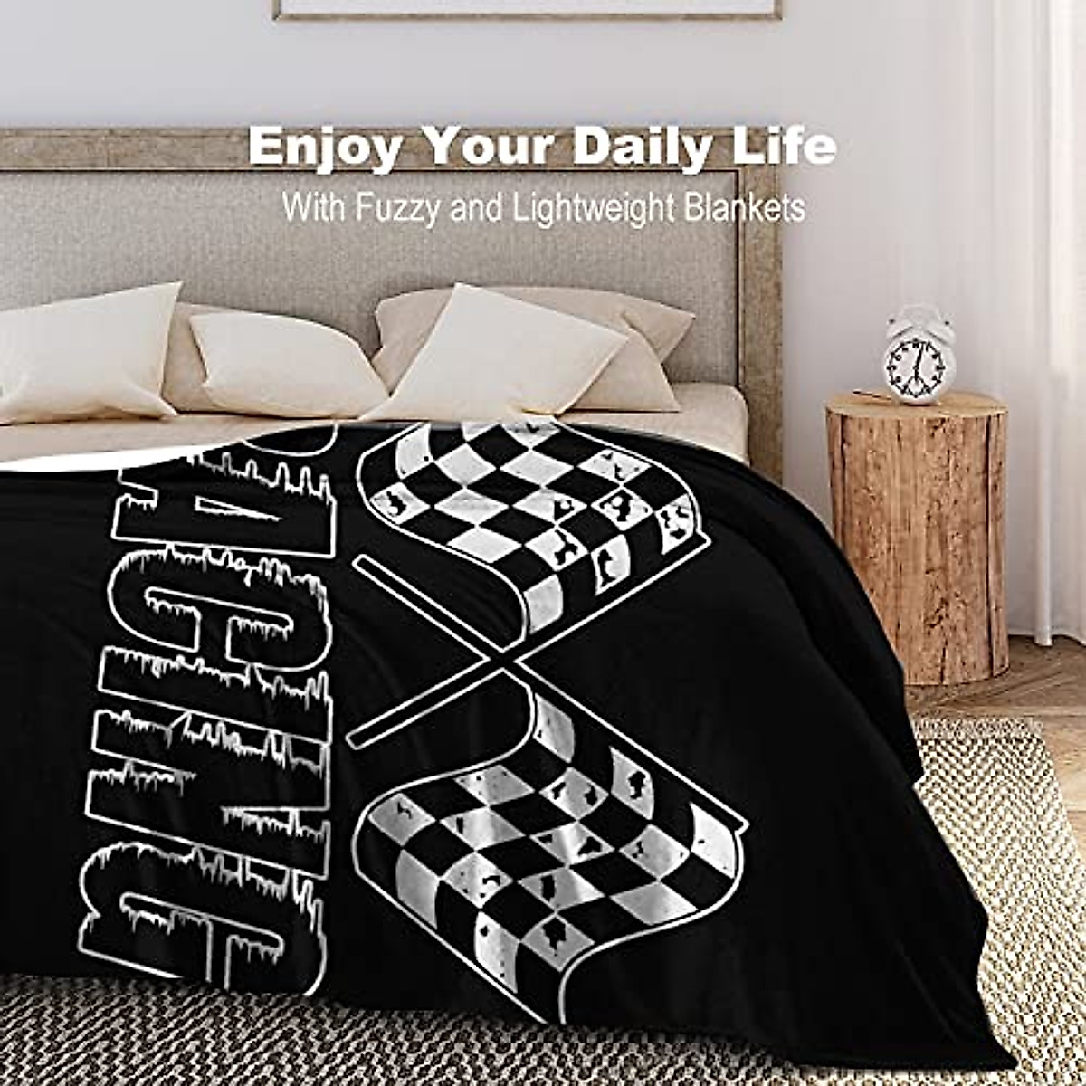 XKAWPC Racing Checkered Flags Super Soft Flannel Blanket Lightweight Comfortable Throw for Home Bed Couch Sofa 50Inx60In, Throw blanket, White-style1