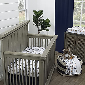 NoJo Goodnight Sleep Tight White & Blue Koala, Sloth, Bear, Star, & Moon 4Piece Nursery Crib Bedding Set, Navy, Light Blue, Grey, White