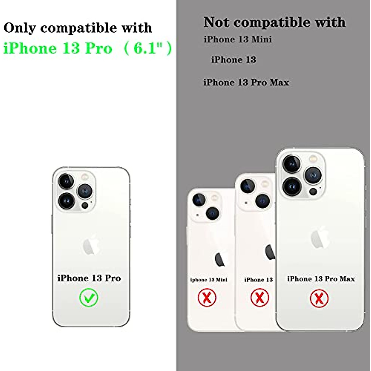 MInCYB Wallet Case Compatible with iPhone 13 Pro, Zipper Case with RFID Blocking Card Holder Slot, Magnetic Detachable Zipper Purse with Wristlet Strap, Leather Cover for iPhone 13 Pro. Black