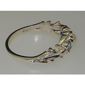 925 Sterling Silver Cultured Pearl and Tanzanite Womens Promise Ring - Size 6.5