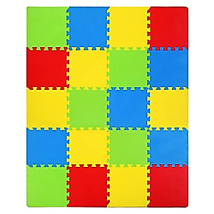 Kangler Kids Puzzle Play Mats, 20pcs Extra Large Colorful Foam Flooring Tiles, Interlocking Floor Mats with Borders for Children Infant Baby Crawling, Exercise, Playroom, Play Area, Baby Nursery