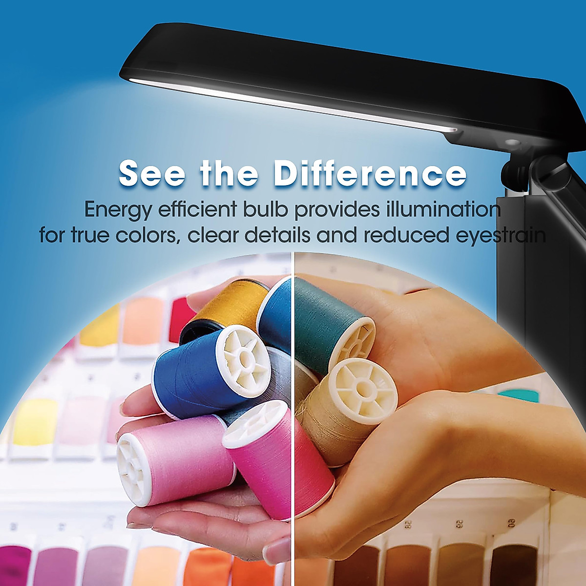 OttLite 13 Watt Folding Task Lamp, Black - Portable, Adjustable, Desk Light