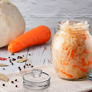 Okllen 9 Pack Glass Fermentation Glass Weights for Large Wide Mouth Mason Jars, Pickling Glass Weight with Easy Grip Handle, Dishwasher Safe