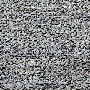 Superior Hand-Woven Kerani Leather, Cotton, and Jute Area Rug, 8' X 10', Smoked Gray