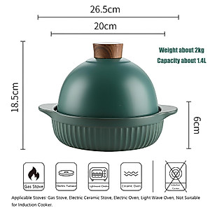 Xgxoz Ceramic Tagine Cooking Pot High-Quality Tagine Ceramic Tagine Cookware with 2 Handles, Casserole Pot for Home Kitchen