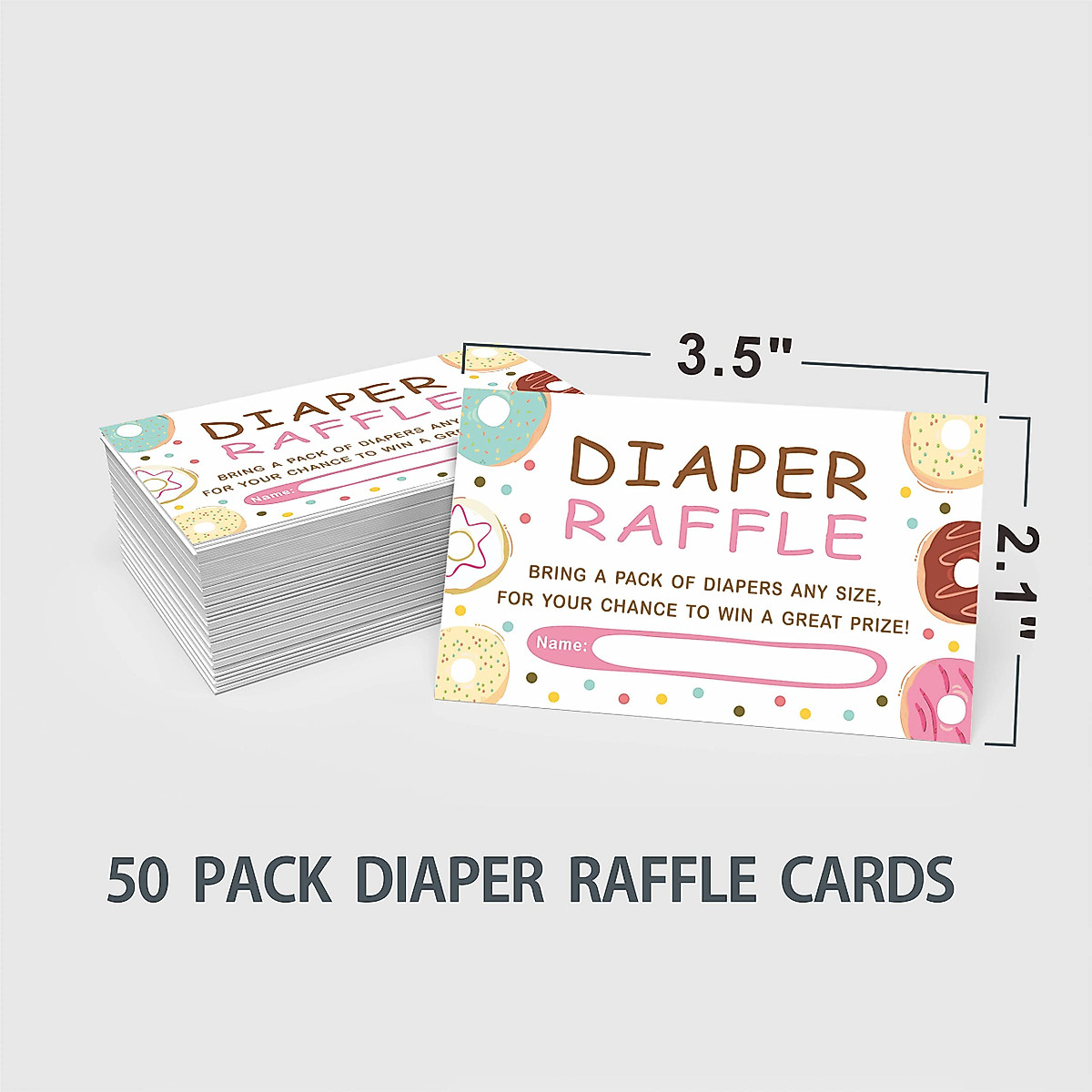 JCVUK Baby Shower Games, 1 Diaper Raffle Standing Sign with 50 Diaper Raffle Tickets,Donut Love Theme Babyshower Party Decorations and Supplies For Boys or Girls(LBLK-B12)