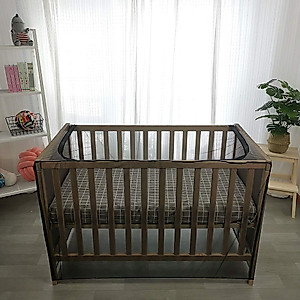 Crib net Crib Tent with Sewn in Storage Pouch, Baby Mosquito net for Crib, Pack N Play, Playpen/Stroller, 3 Sides Zipper Opening, 2 Luminous Zipper Head, Elastic Edges, Easy Attach and Remove, Black
