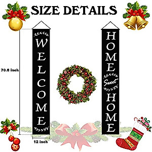 Henriyne Funny Welcome Decorations Sign Home Sweet Home Hanging Vertical Porch Banner for Door Decor Yard Holiday Farmhouse 70.8x12 Inch