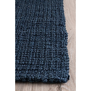 Fab Habitat Jute Rugs - Handmade, Soft Natural Feel Underfoot - Durable, Textured Weave - Area Rug for Indoor Use - Lassen - Navy Blue (5' x 8')