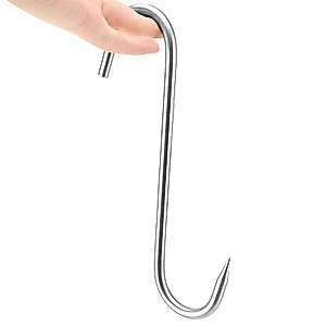 JAPCHET 20 Pack 9 Inch Meat Hooks, 8mm Thick Heavy Duty Meat Hooks, Stainless Steel Butcher Hooks Meat Processing Hook for Hanging, Butchering and Smoking, Silver