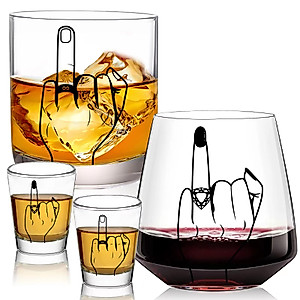 Unique Wedding Gift for Couples-Bridal Shower Gift-Bride and Groom Shot Glasses-14oz Wine&Whiskey Glass Gift for Mr and Mrs-Newlywed,His and Hers Gifts