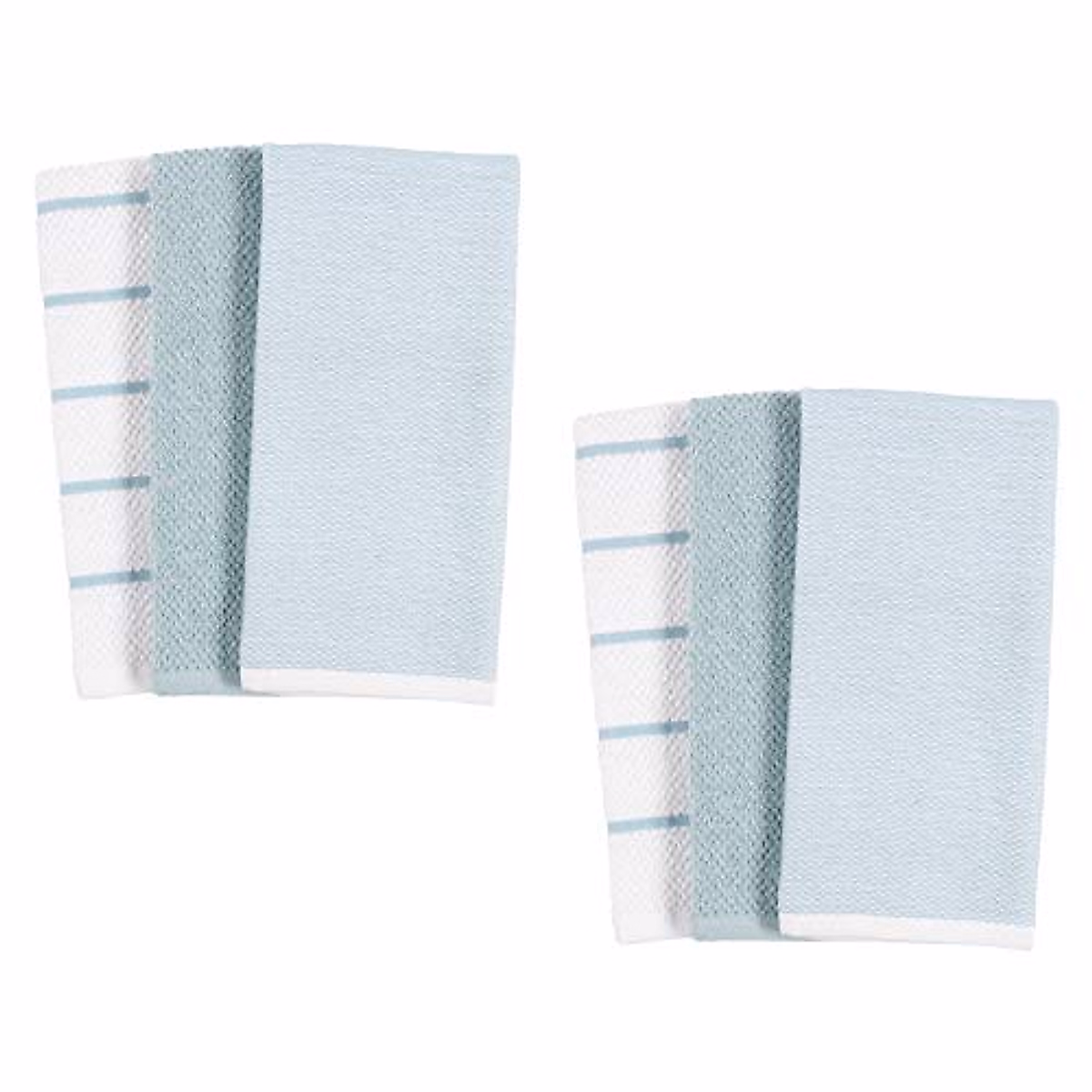 KAF Home Ayesha Curry Mixed Utility Kitchen Towel Set | Set of 6 Mixed Terry Kitchen Towels | Absorbent Kitchen Towels Perfect for Spills, Drying Dishes, Cooking, and Any Household Mess - Aqua