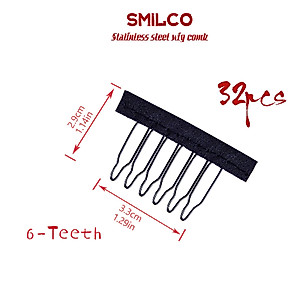 Smilco 32 Pcs Wig Clips, Metal Snap Wig Combs for Making Wigs