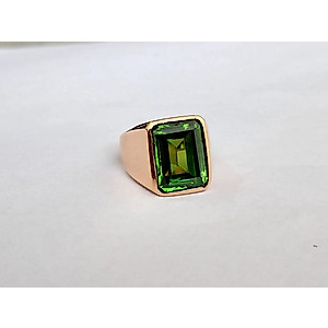 Natural Greenish Peridot Gemstone 925 Sterling Silver Gold Plated Ring/Anguthi For Men And Women's BY JEWELLERYHUB (5.00 Carat)