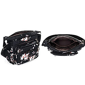 Nawoshow Nylon Floral Multi-Pocket Crossbody Purse Bags for Women Travel Shoulder Bag (Flower&Butterfly)