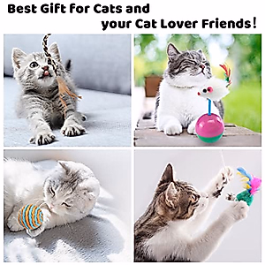 Yocvikey Cat, Kitten Toy with Collapsible Rainbow Tunnel for Indoor Cats, Interactive Toy Set Include Crinkle Ball, Jingle Bells, Spring Toy, Mouse Toys for Cats, Kitty