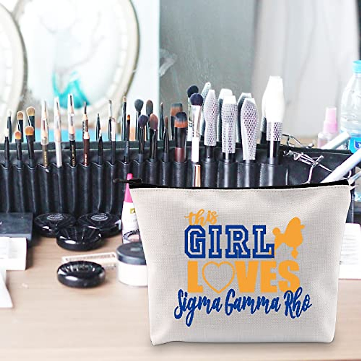POFULL 1922 Sorority Paraphernalia Gift Greek Sorority Gift for Women This Girl Loves Sigma Gamma Rho Cosmetics Bag (This Girl Loves Sigma bag)