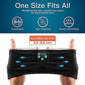 Fulext Sleep Headphones Wireless, Upgrade Wireless Sports Headband Headphones with Ultra-Thin HD Stereo Speakers Long Time Play for Side Sleepers Running Yoga Travel, Gifts for Men Women