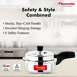 Butterfly Tez Triply Stainless Steel Pressure Cooker, OLC, 2 Liter