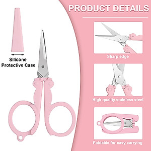 4 Pcs Badge Reel Scissors Mini Folding Scissors Portable Stainless Steel Scissors Small Scissors with Cover Folding Scissors Travel Mini Shear Tiny Cutter for Cutting Crafting Sewing Home Travel Use