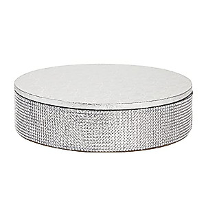 2-Piece Silver Foil Bedazzled Rhinestone Stand. Great Cake Stand, Cake Pop Stand, or Centerpiece Dessert Stand (16 Inches)