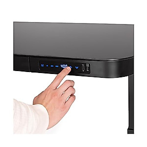 Seville Classics Airlift Electric Height Adjustable Desk with Tempered Glass Top, USB Charging Ergonomic Sit Stand Modern Home Office Workstation, 47.5" x 24" Pull Out Drawer, Black