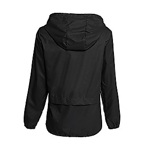 Hount Women's Lightweight Hooded Waterproof Packable Active Casual Rain Jackets (M, Black)