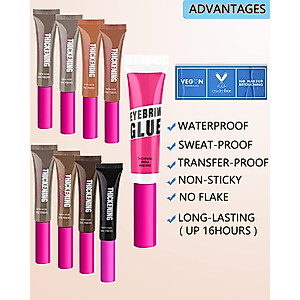 Brow Gel Kit-Espresso Thickening Tinted Eyebrow Mascara Gel & Clear Setting Brow Glue, Brow Lift Fast Sculpt, Long Lasting Eye Makeup for Women, Light Medium Dark Brown With Brow Tool-Set 07