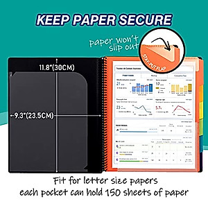 H4D 12 Pocket Poly Project Organizer, Spiral Multi Pocket Folder Organizer with Pockets, Multi-Subject Folder Notebook, Letter Size