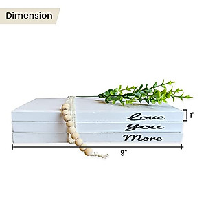 Product Kove Decorative Books for Home Decor - White Blank Books for Bookshelf, Display, Coffee Table Decor, Home Living Room Accessories - Includes Leaf, Wood Beads, Jute - Set of 3 (White)
