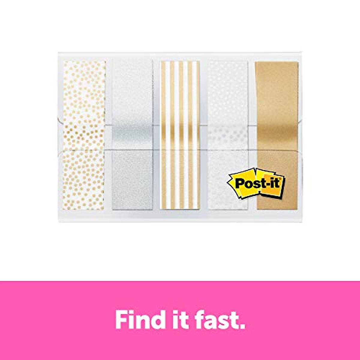 Post-it Flags, 100 Count, .47 in Wide, Assorted Metallic Designs (684-METAL)