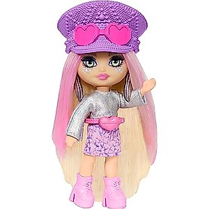 Barbie Extra Mini Minis Travel Doll with Metallic Desert Fashion and Festival Accessories, Barbie Extra Fly Small Doll
