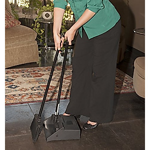 Carlisle FoodService Products Duo-Pan Upright Dust Pan and Broom Broom Set with Clip for Floor Cleaning, Restaurants, Office, And Janitorial Use, Plastic, 36 Inches, Black