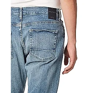 Nautica mens 5 Pocket Relaxed Fit Stretch Jeans, Light Tidewater Wash, 40W x 32L US